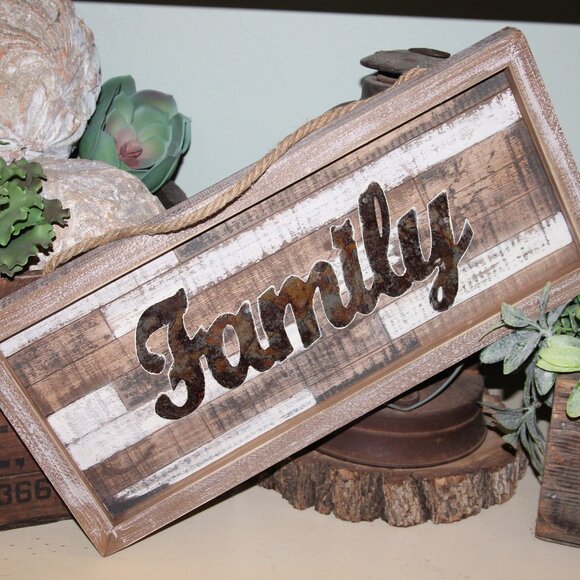Handmade | Wall Decor | New Rustic Metal Wood Family Farmhouse Wall ...